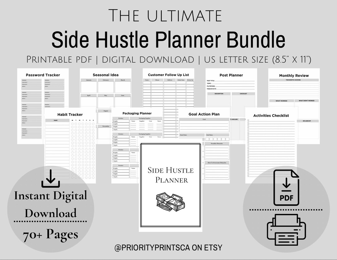 The Ultimate Side Hustle Planner Bundle With 70+ Pages! Printable PDF ...