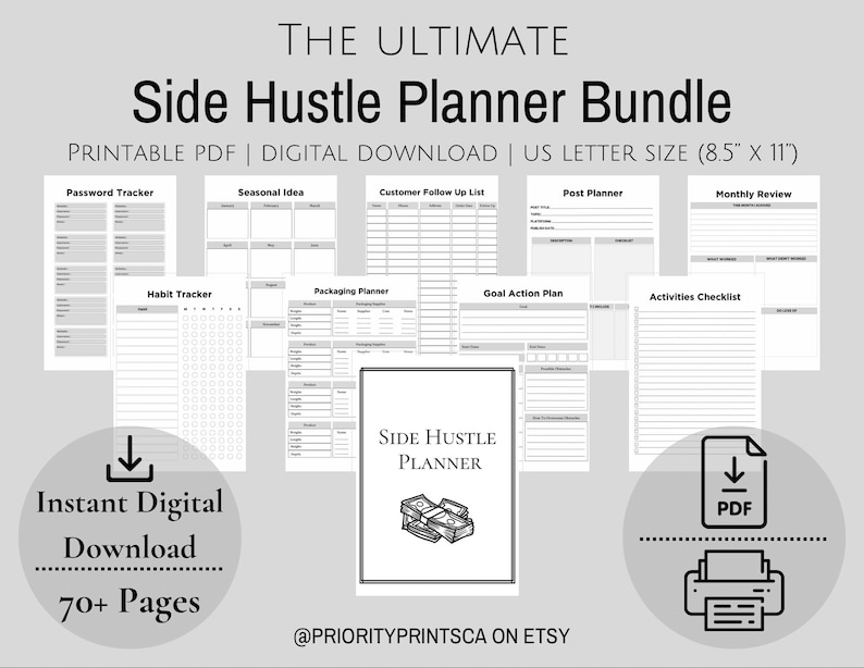 The Ultimate Side Hustle Planner Bundle With 70+ Pages! Printable PDF ...