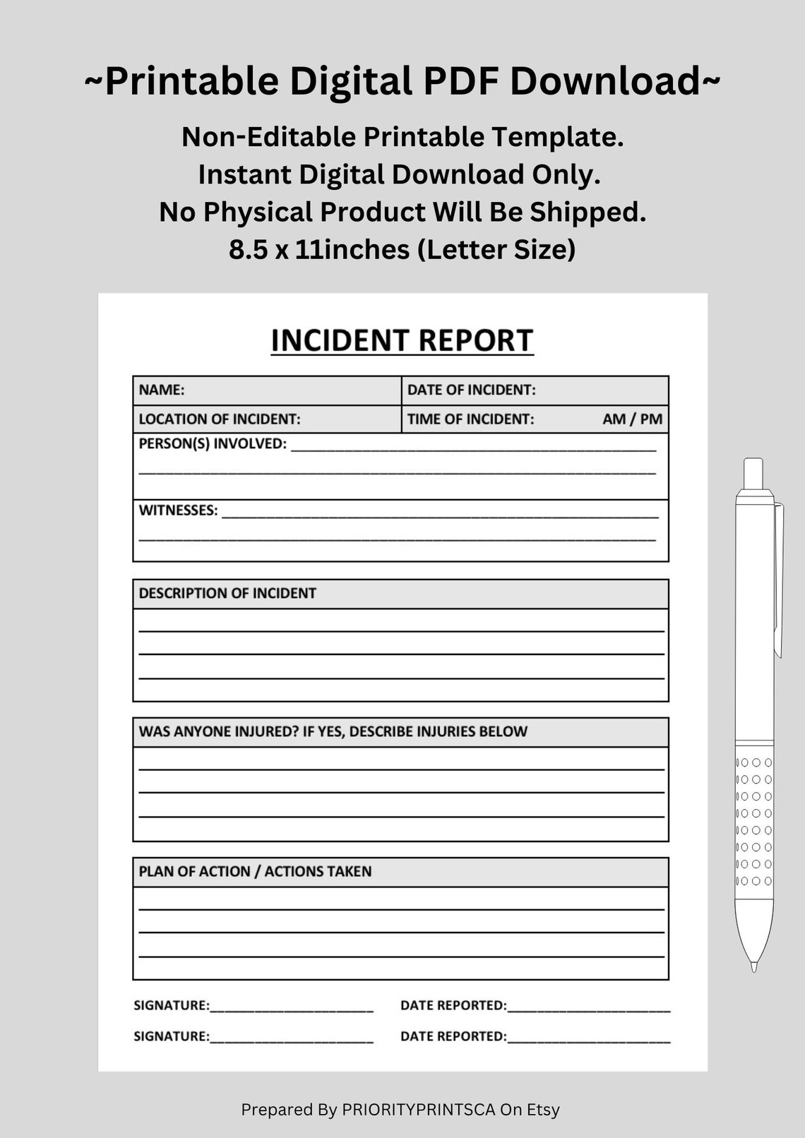 Incident Report Health and Safety. Business Report. Incident Log Sheet ...