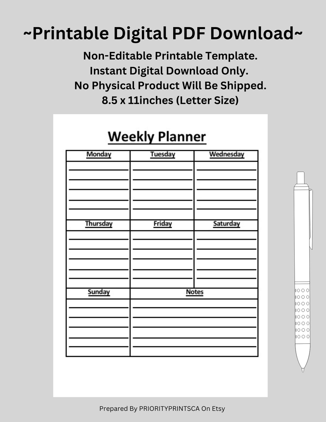 Weekly Planner. Weekly Template Sheet With Lines, Goals, Routines ...