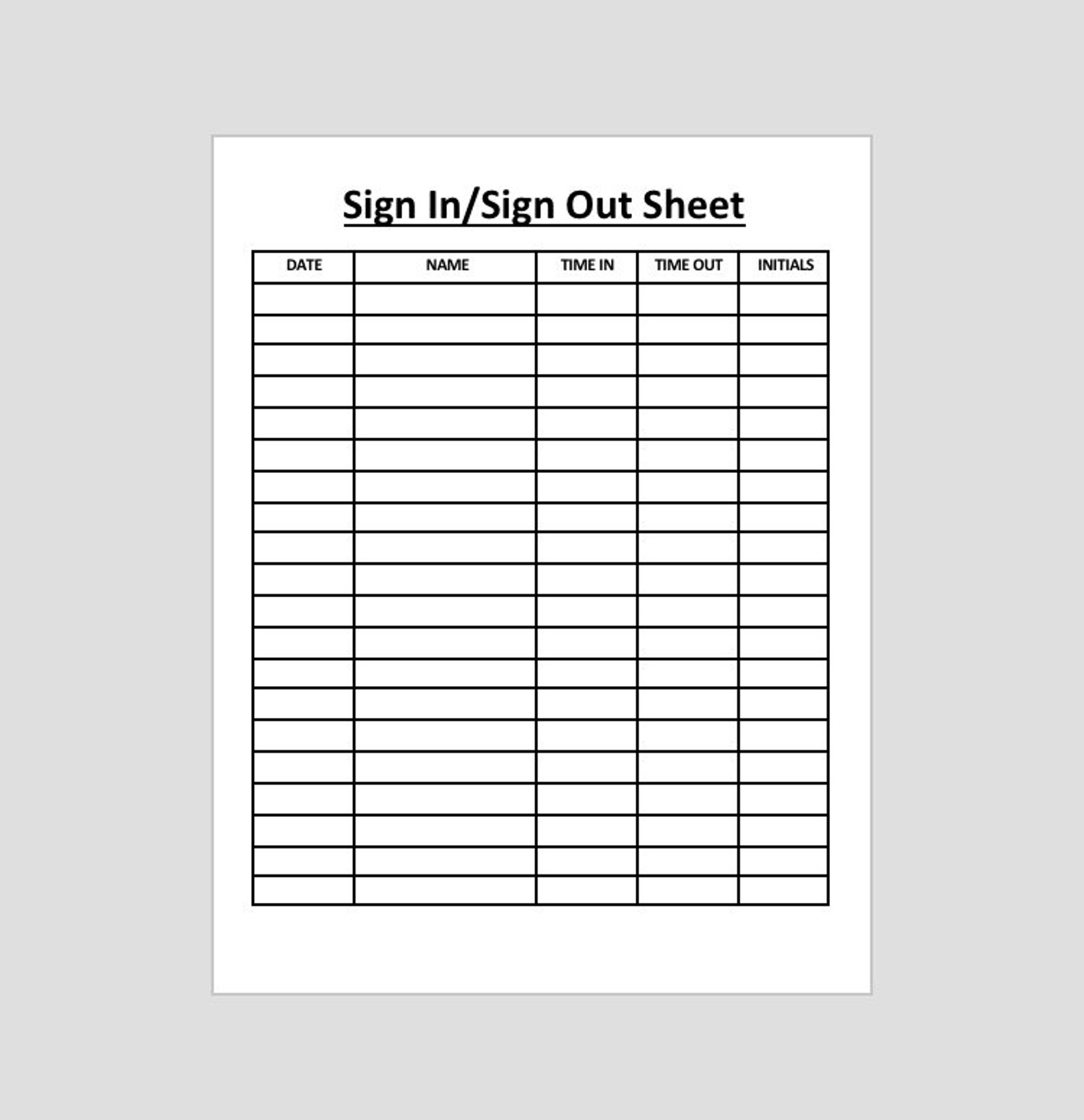 Sign In/sign Out Sheet. School/business/daycare/day Camp. Programs ...