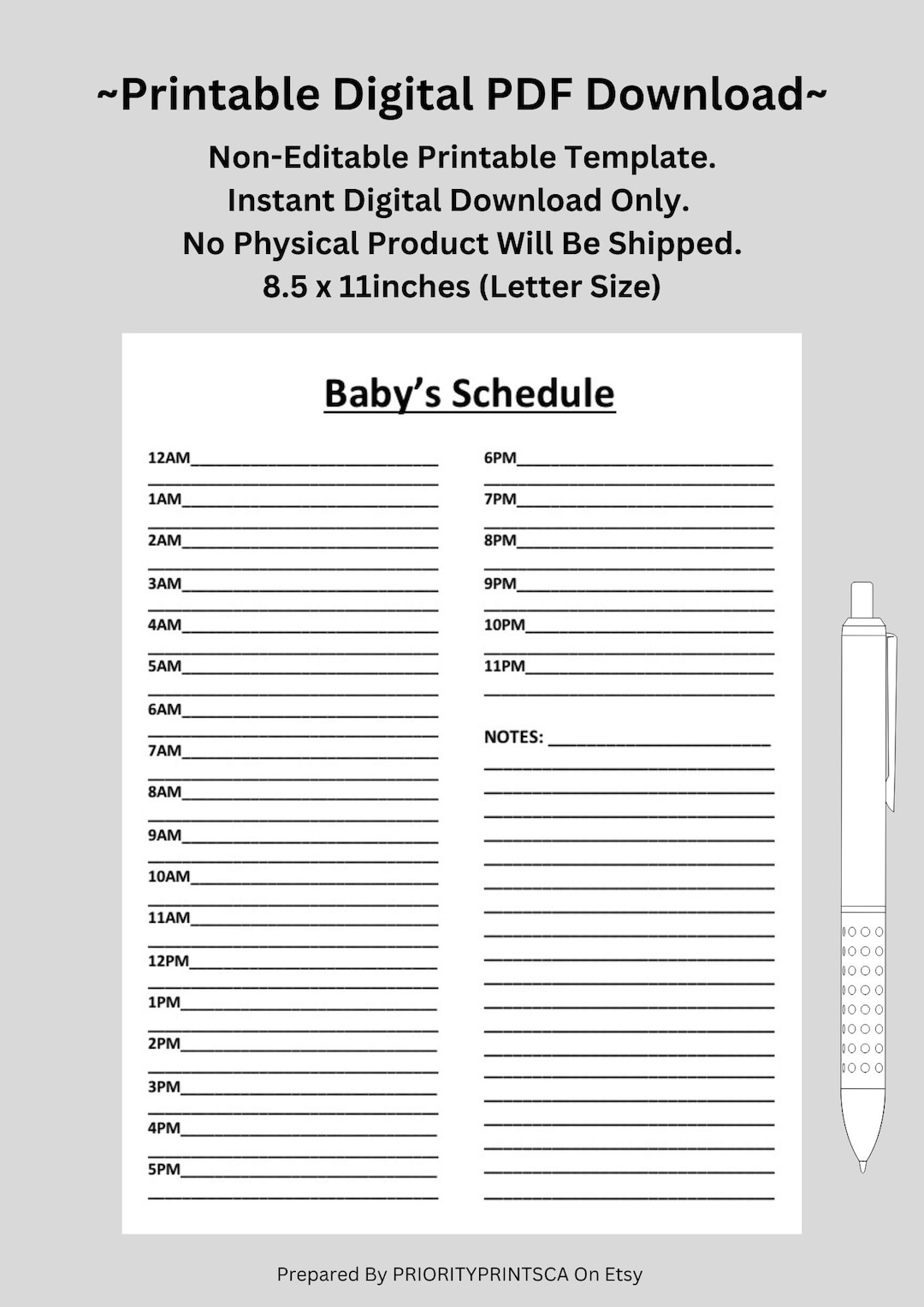 Baby Schedule, Newborn, Feedings, Changing Schedule Etc | Printable ...