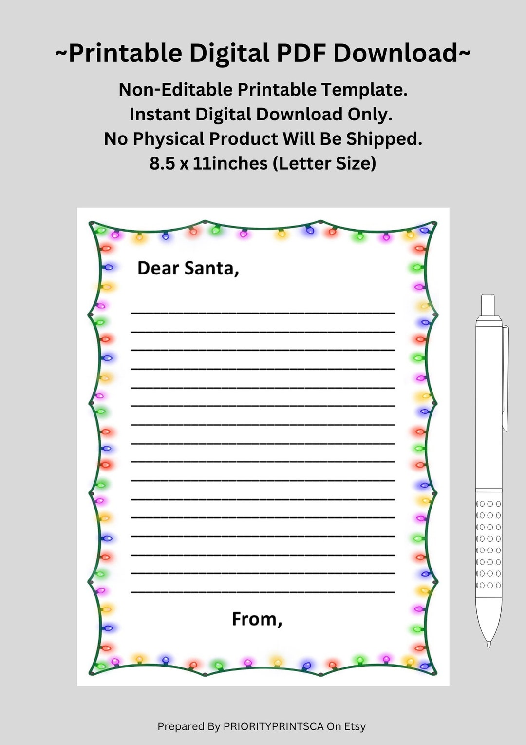 Santa Letter, Letter for Santa, Dear Santa, Christmas Wish List ...