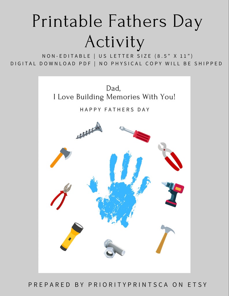 Fathers Day Handprint Gift Dad, I Love Building Memories With You ...