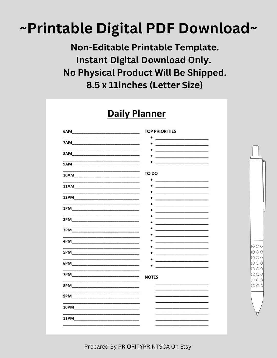 Daily Planner Template. Day to Day Planner Sheet Template. Goals ...