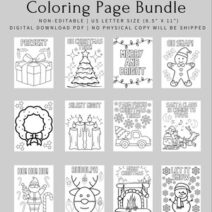 Christmas Coloring Page Bundle of 12 | Colouring Pages | Holiday ...