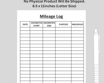 Mileage Log Sheet Printable Vehicle Miles Tracker Car - Etsy