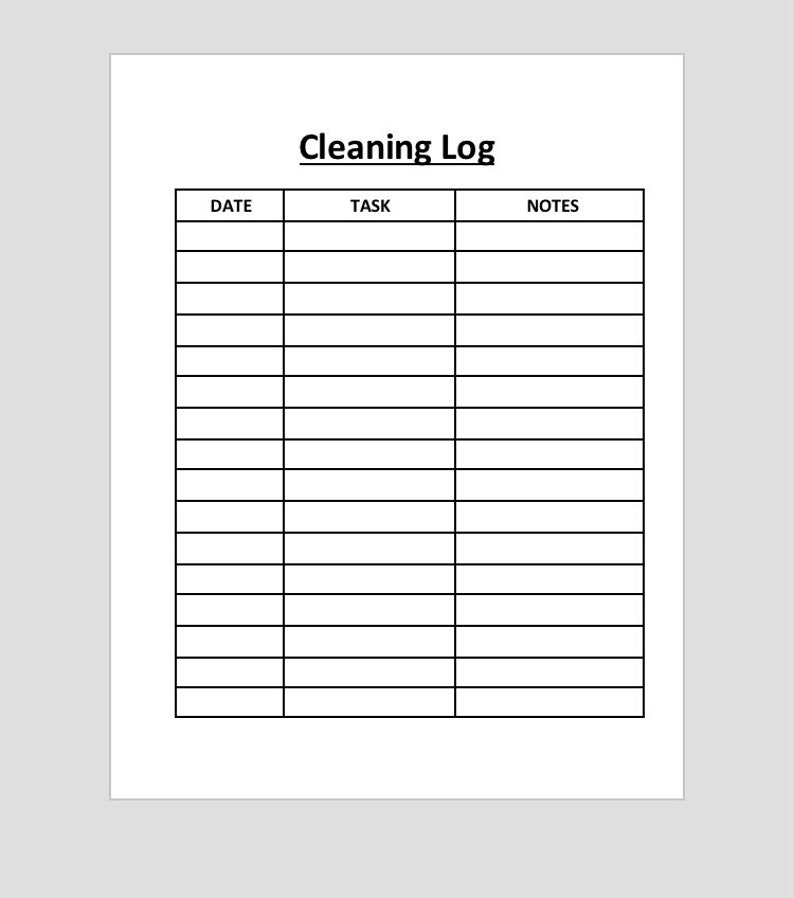 Cleaning Log, Cleaner, Cleaning Checklist, Deep Clean, Spring Clean ...