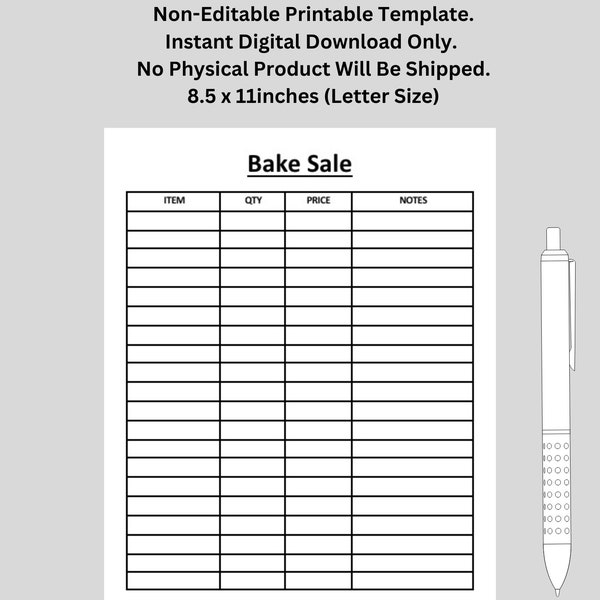 Bake Sale Sheet - Etsy