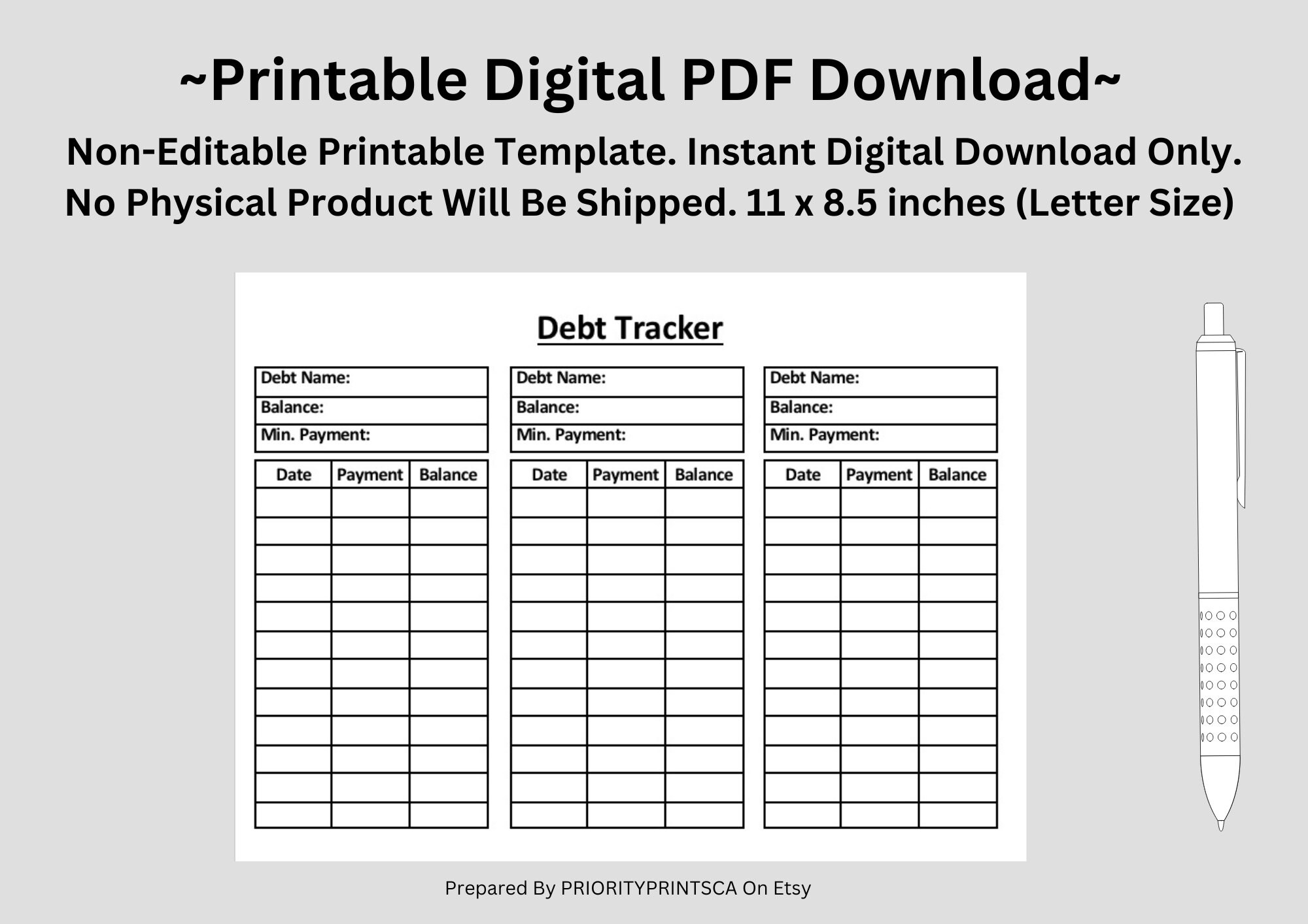 Debt Tracker Debt Snowball Log Personal Finances Budget - Etsy