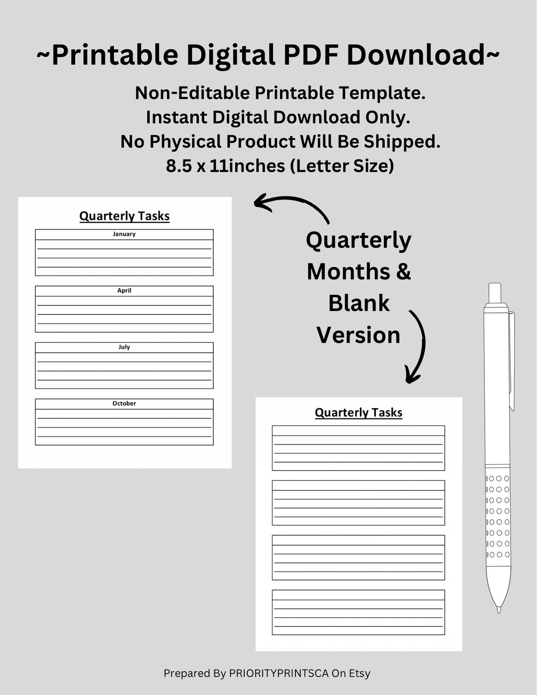 Quarterly Tasks | Quarterly- Monthly & Blank Versions | Personal ...