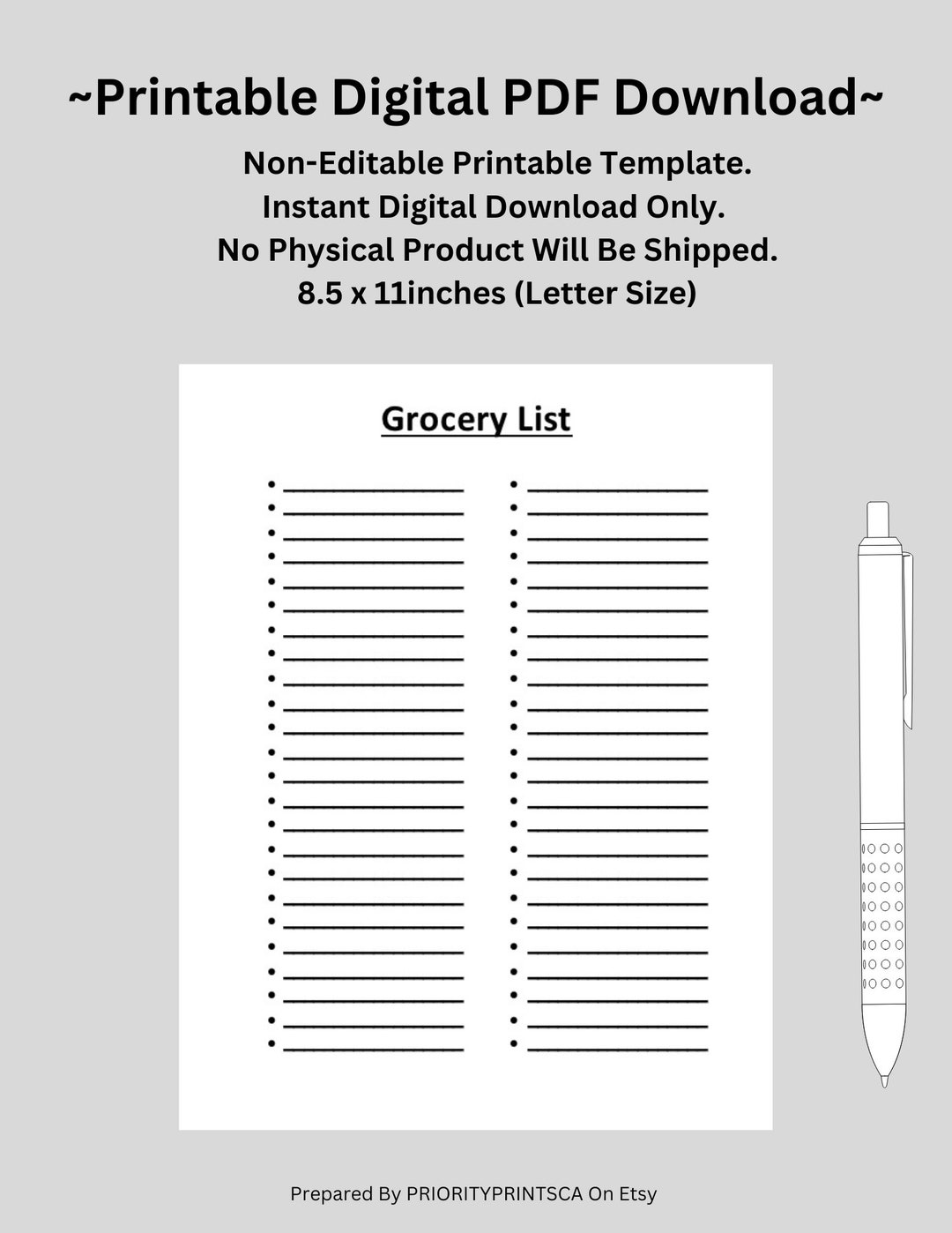 Grocery List With Half Sheets| Meal Planning | Printable | US Letter ...