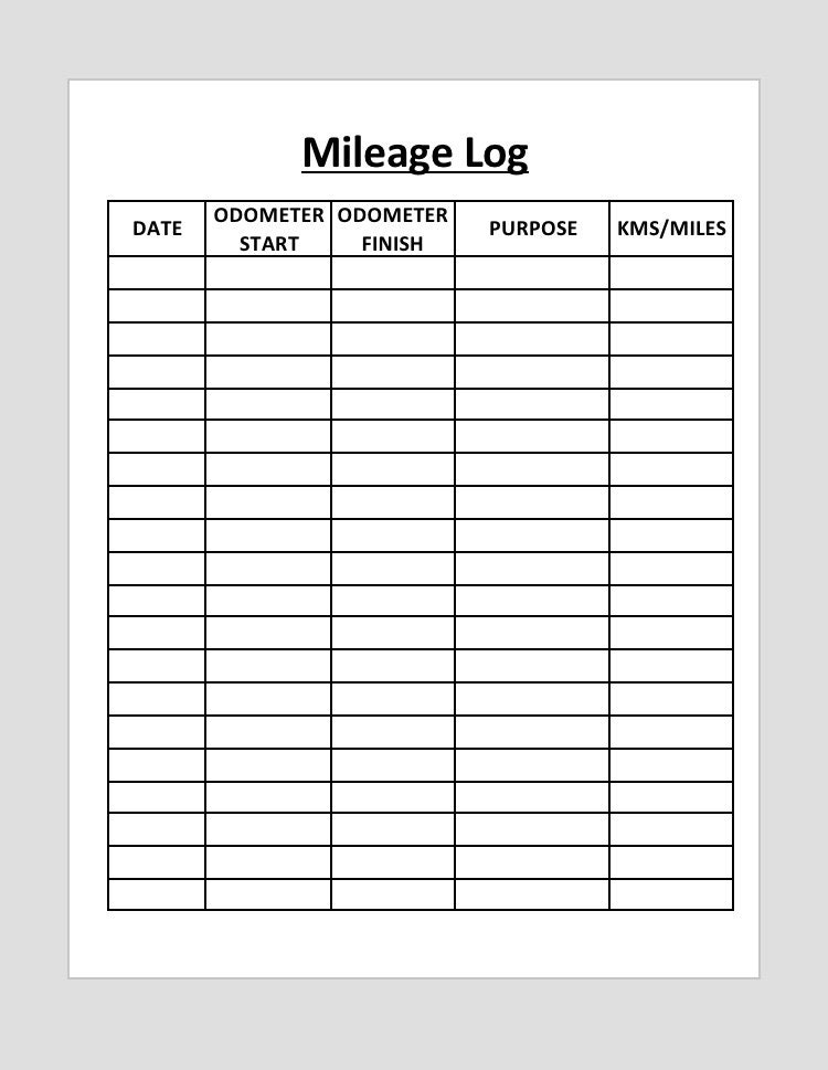 Mileage Log. Miles and Kms Tracker. Business Vehicle Log. Miles and Kms ...