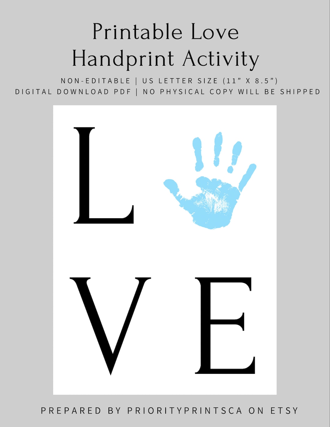 Printable LOVE Handprint Art Activity - Etsy