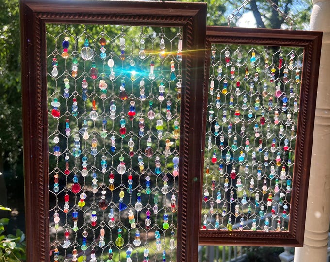 Matching Set ECLECTIC Chicken Wire Beaded Sun Catcher- Hippie, Boho ...