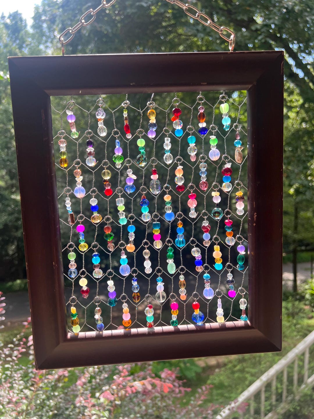 Eclectic Garden Art HIPPIE BOHO Chic Sun Catcher- Beaded Outdoor Decor ...