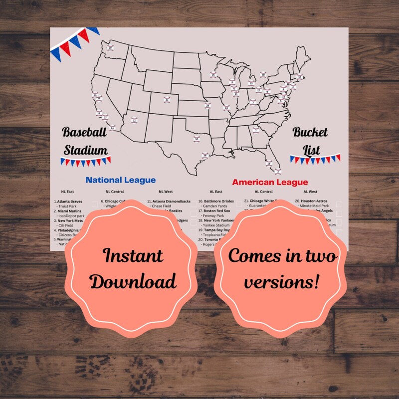 Baseball Park Map - Etsy