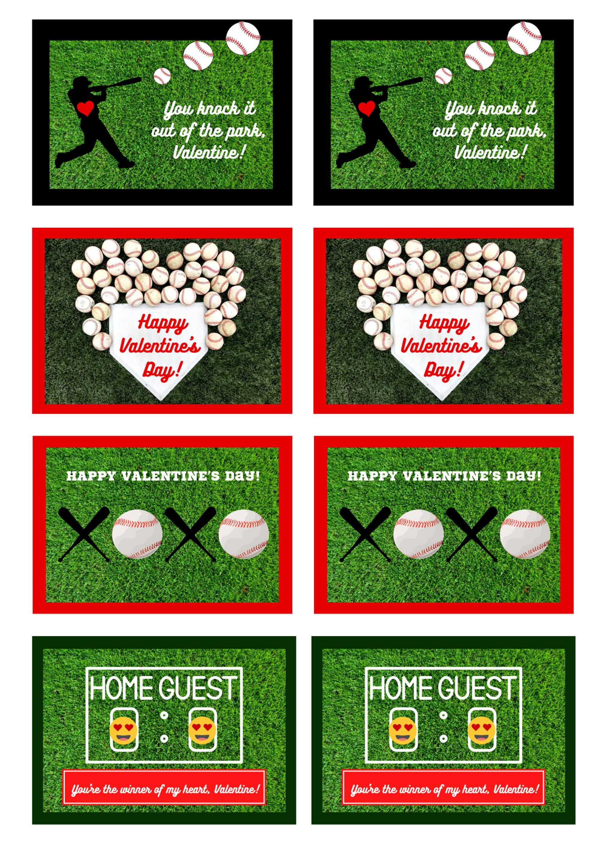 Baseball Valentine Cards, Classroom Valentines Day Printables, Baseball ...