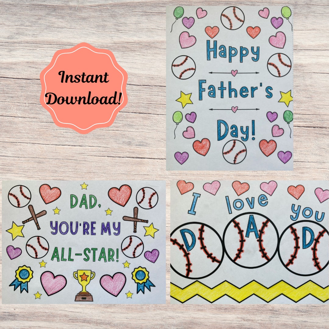 Baseball Father's Day Card, Baseball Dad Card Bundle, Father's Day ...