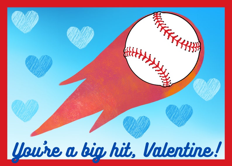 Baseball Valentine Cards, Classroom Valentines Day Printables, Baseball ...