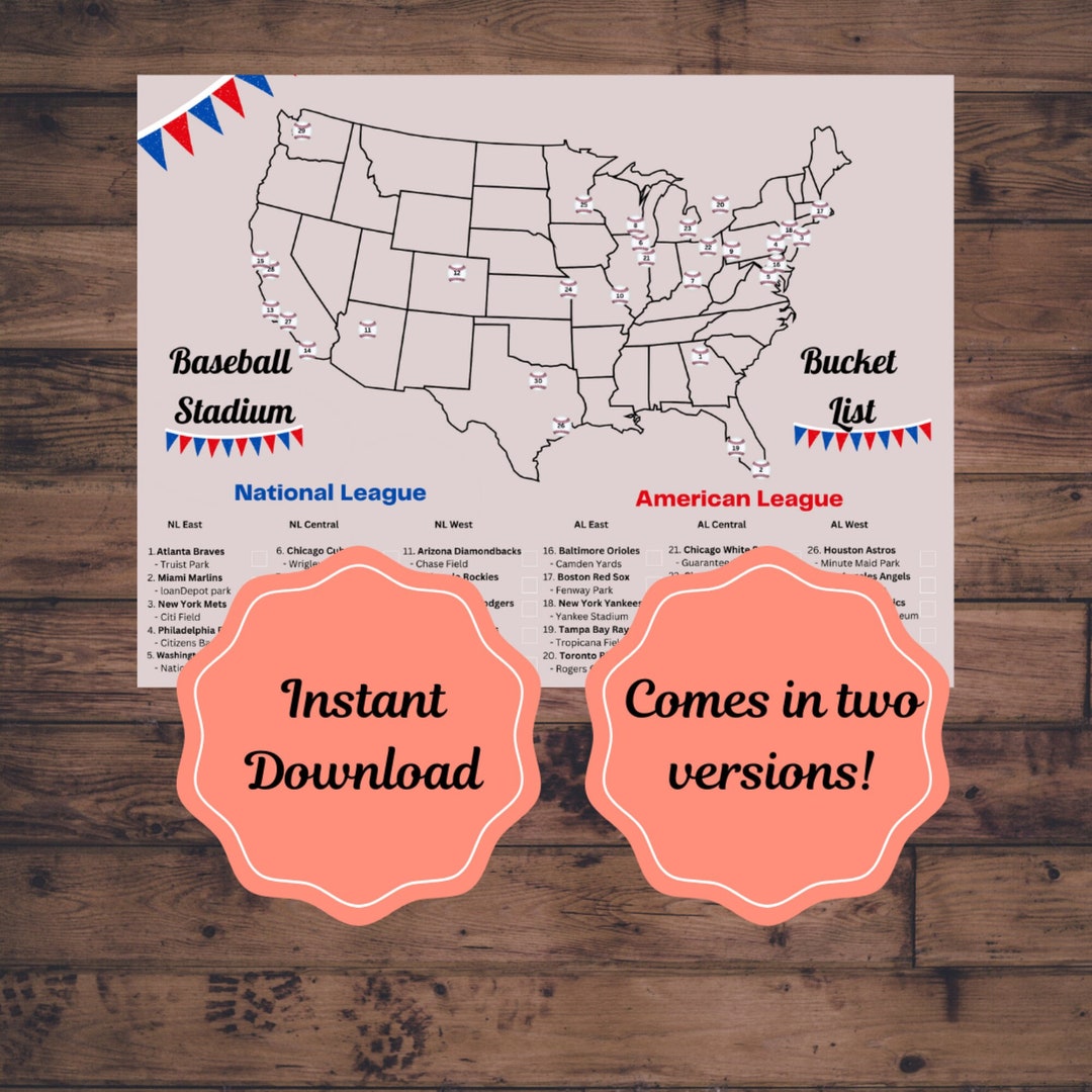 Baseball Stadium Map, Baseball Stadium Travel Map, Baseball Stadium ...