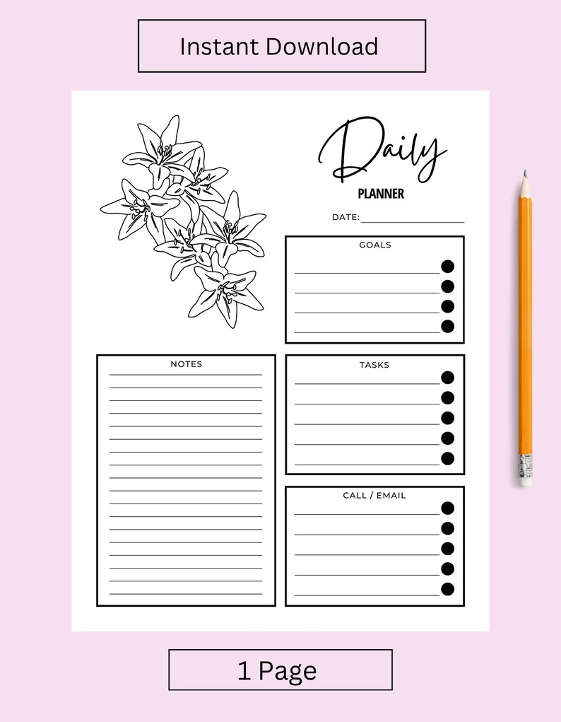 Daily Planner Printable/ Minimalist Daily Planner/productivity Planner ...