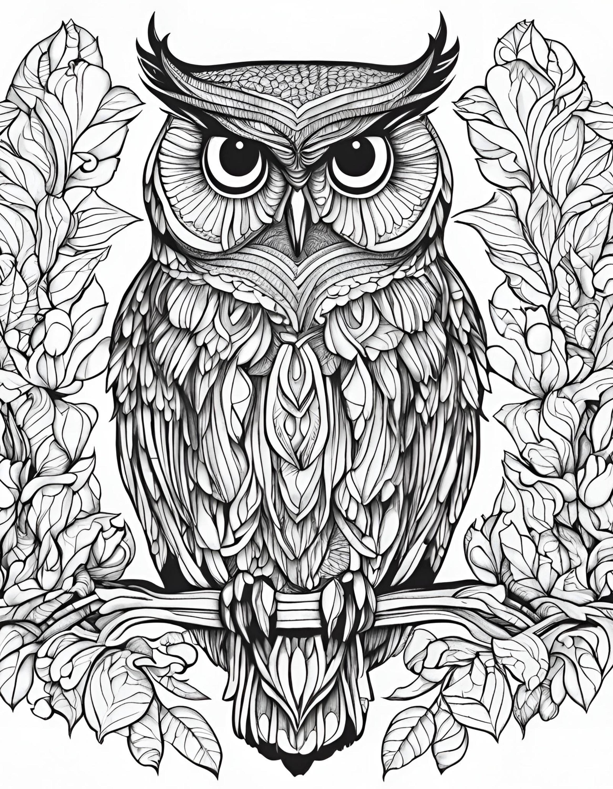 Owl Coloring Book 5 Pages, Owl Coloring Sheets Owls Hoot Owls Woods ...