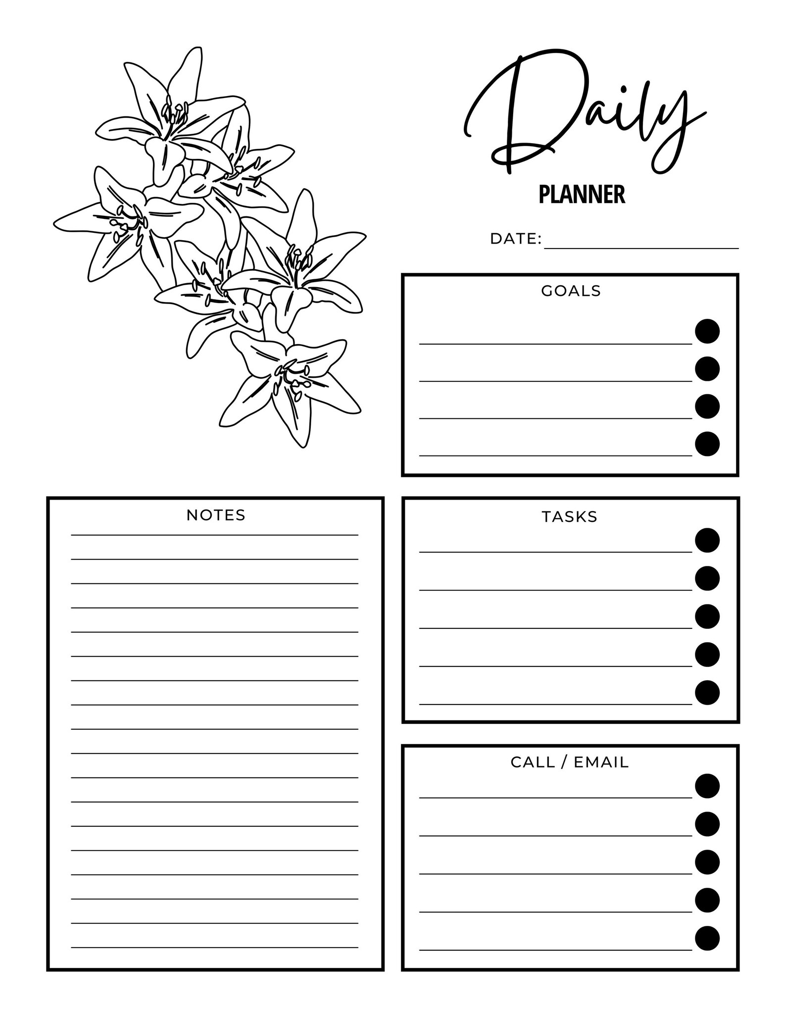 Daily Planner Printable/ Minimalist Daily Planner/productivity Planner ...
