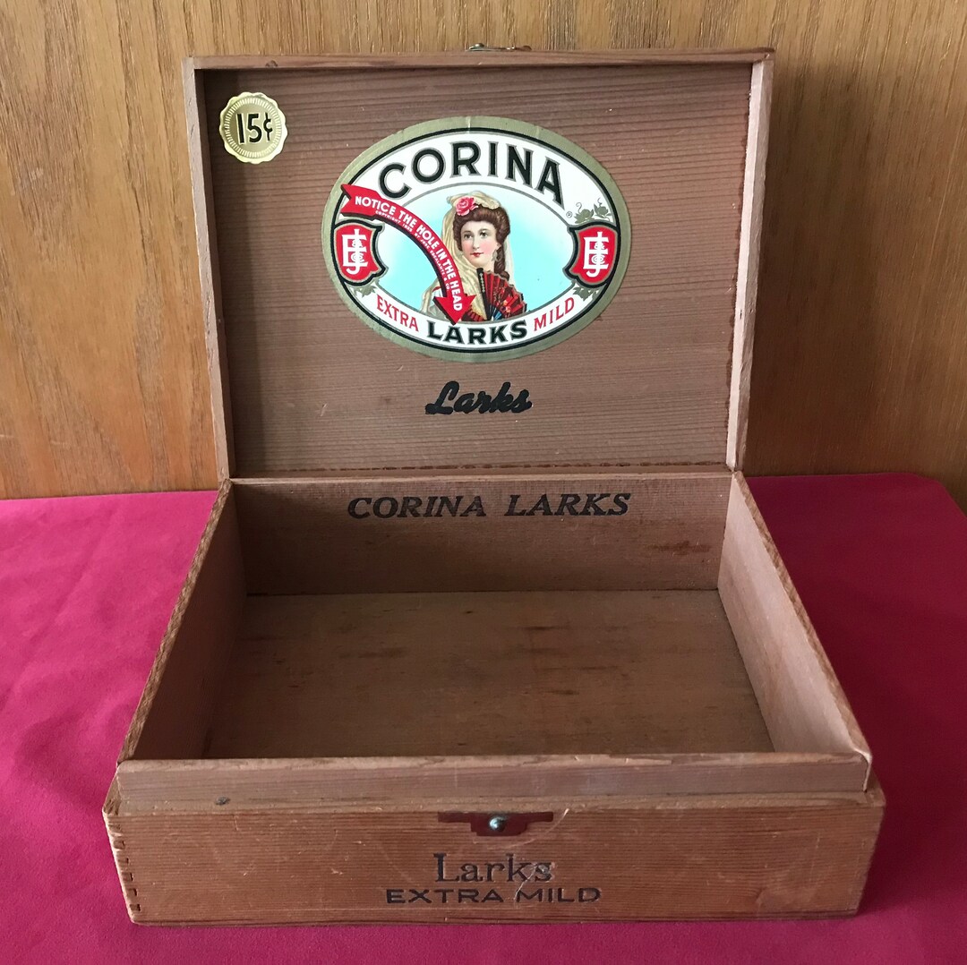 Vintage Corina Larks Extra Mild Wood Cigar Box 15 Cent Cigars 1950s ...