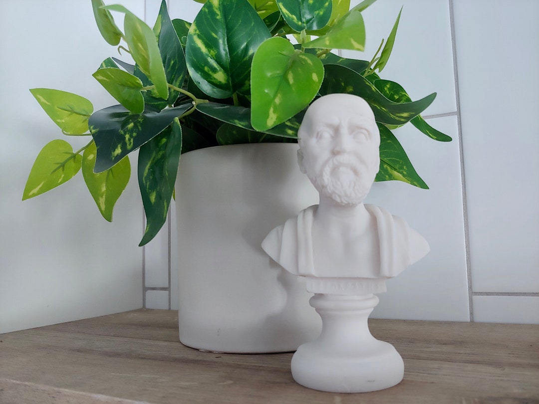 Handmade HIPPOCRATES ALABASTER BUST Father of Medicine Vintage Stone ...
