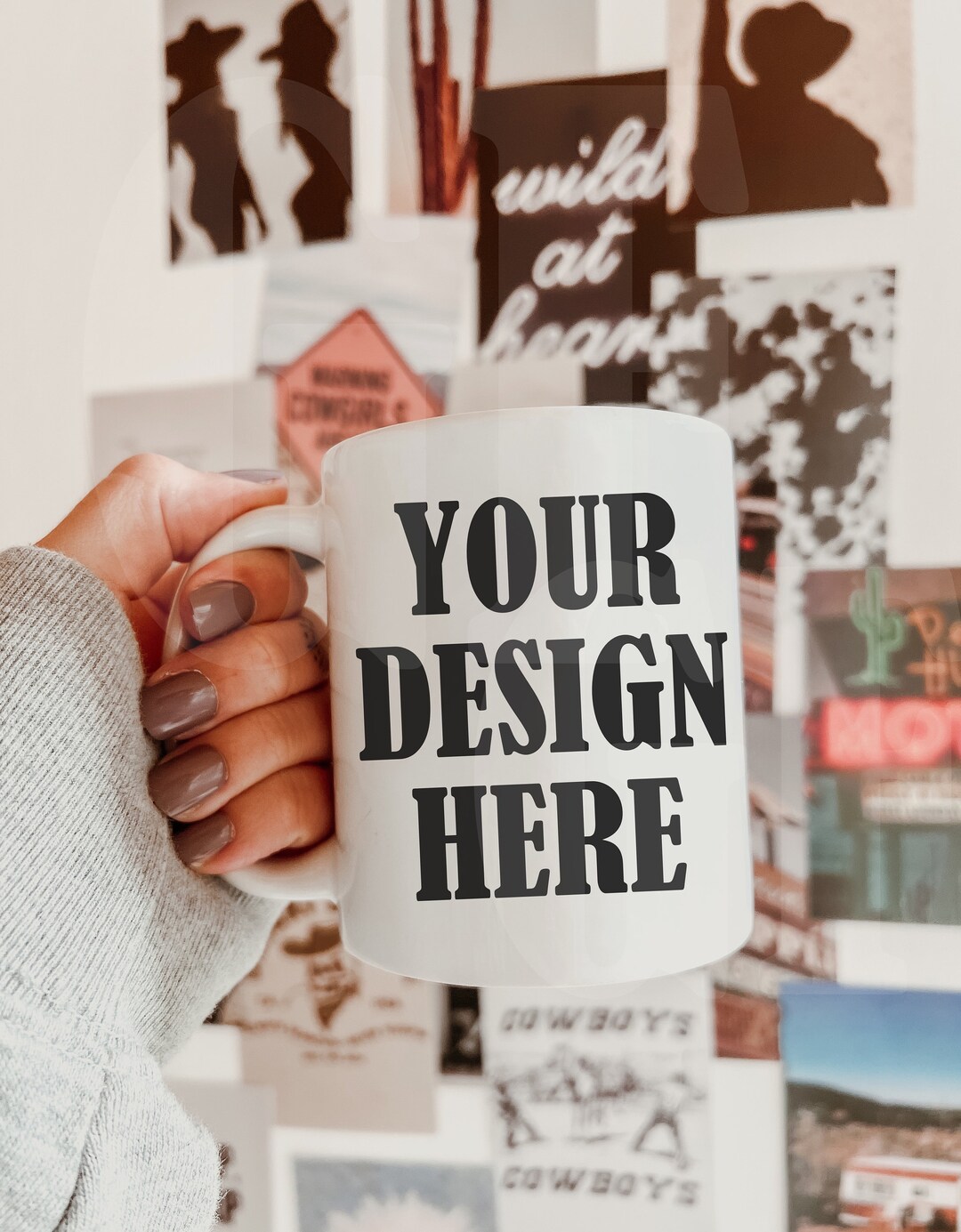 White Ceramic Mug Mockup - Trendy Coffee Cup Mockup - Hippie Mockup ...