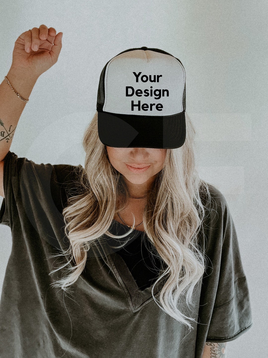 Otto Foam Trucker Hat Mockup Black and White - Spring Summer Mockup ...