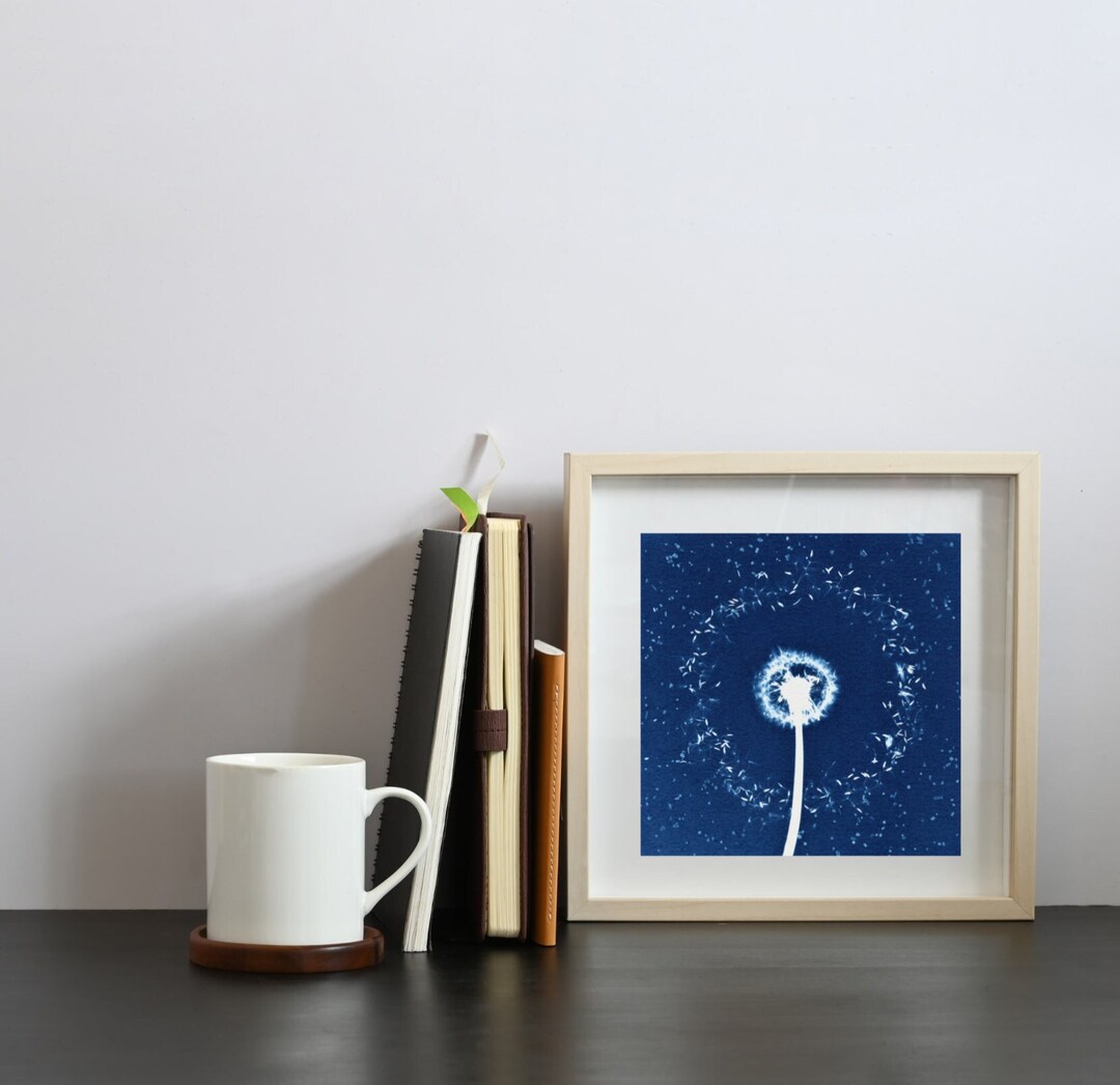 Dandelion Seed Burst, Fine Art Cyanotype Print, Cyanotype, Botanical ...