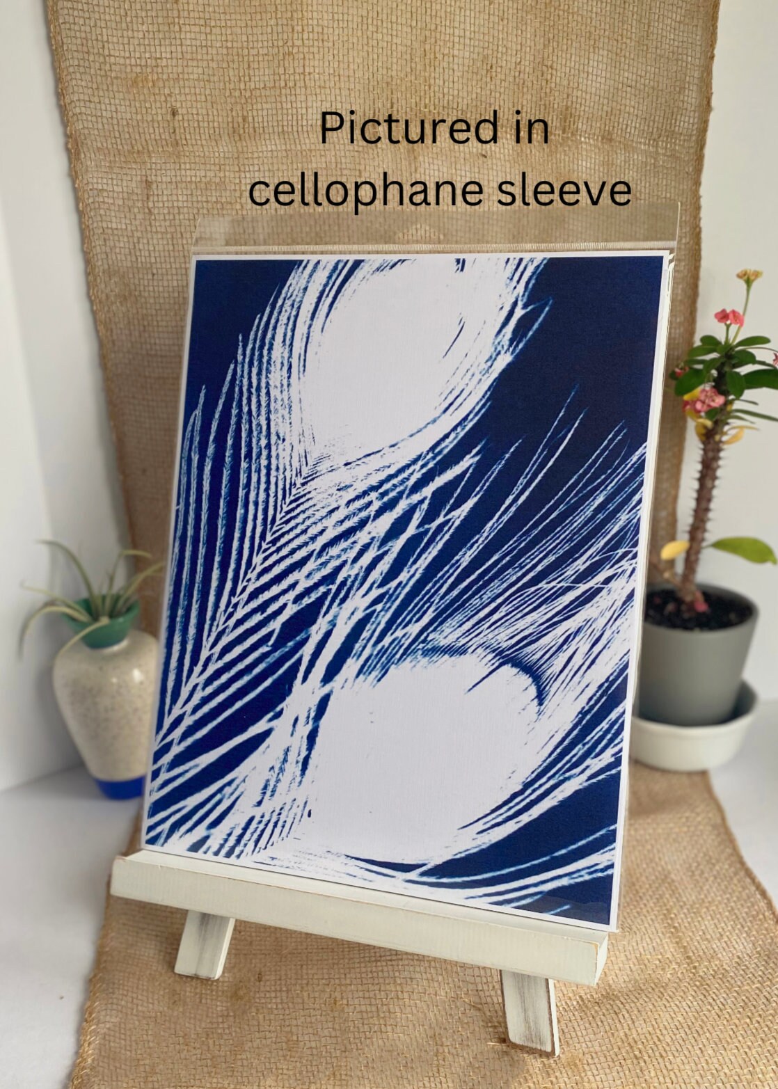 Double Peacock Feathers Print, Fine Art Print, Cyanotype Print ...