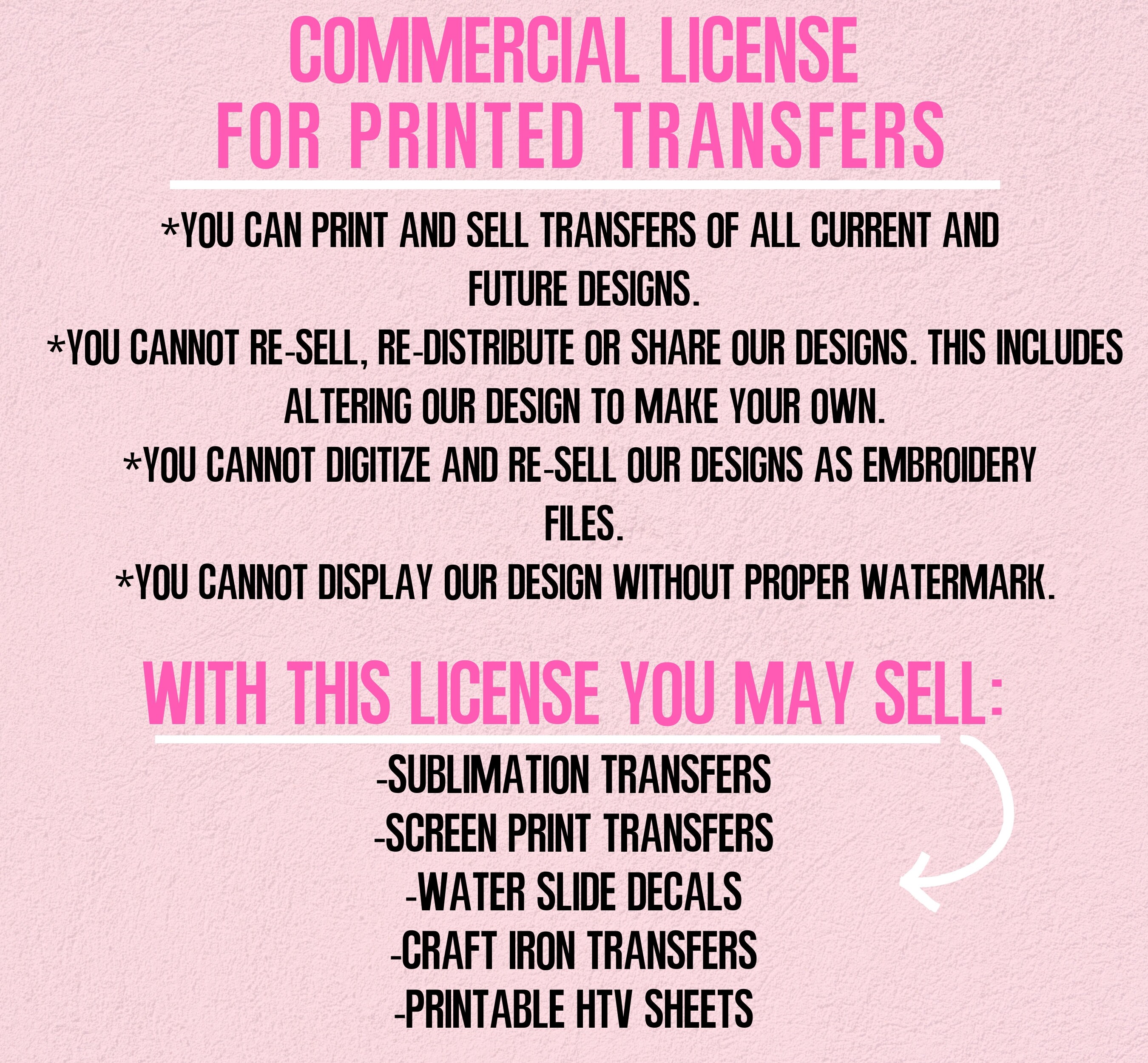 Commercial License for DTF Transfers, Printed Transfers, Sublimation ...