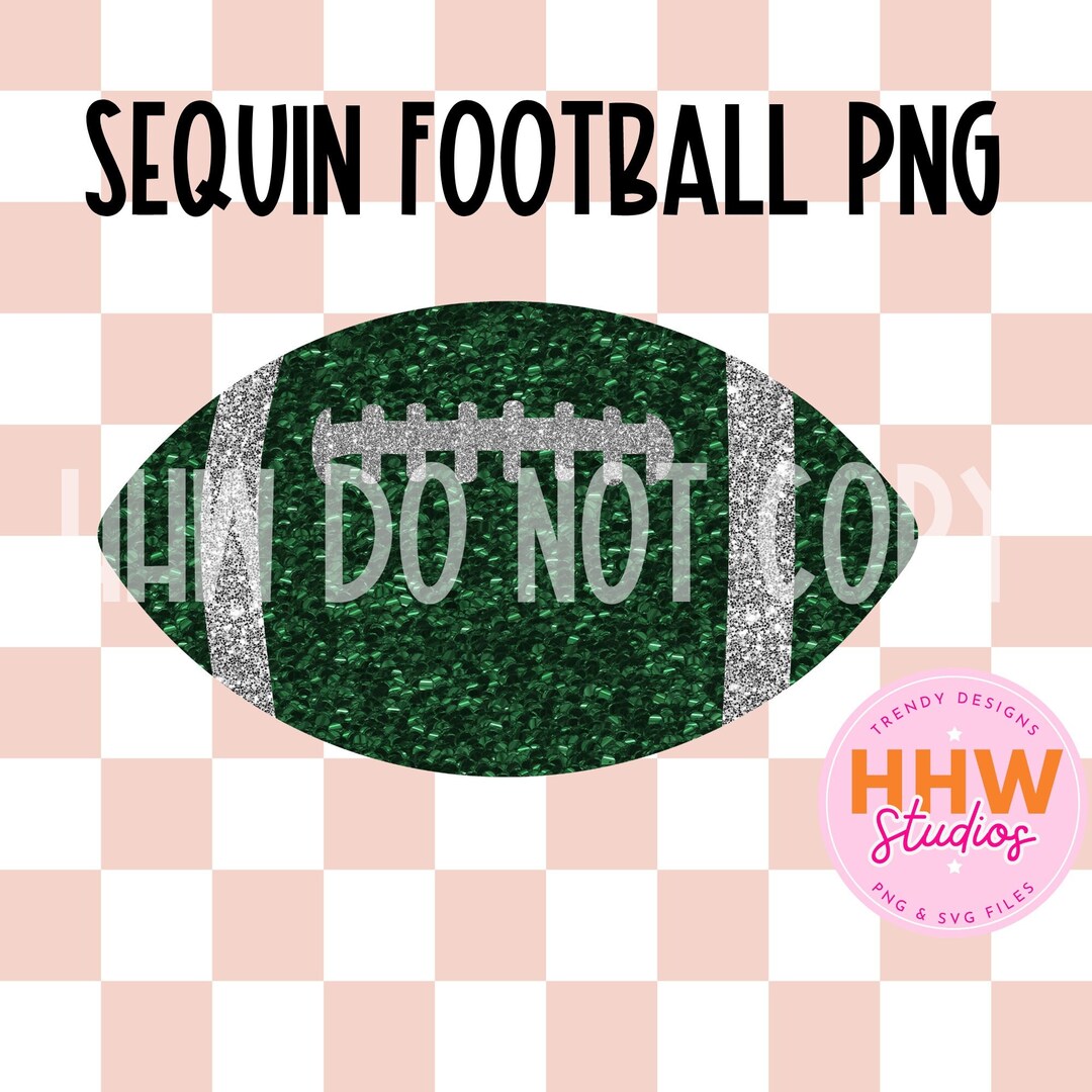 Green and Silver Glitter Sequin Football PNG Design Glitter Hand Drawn ...