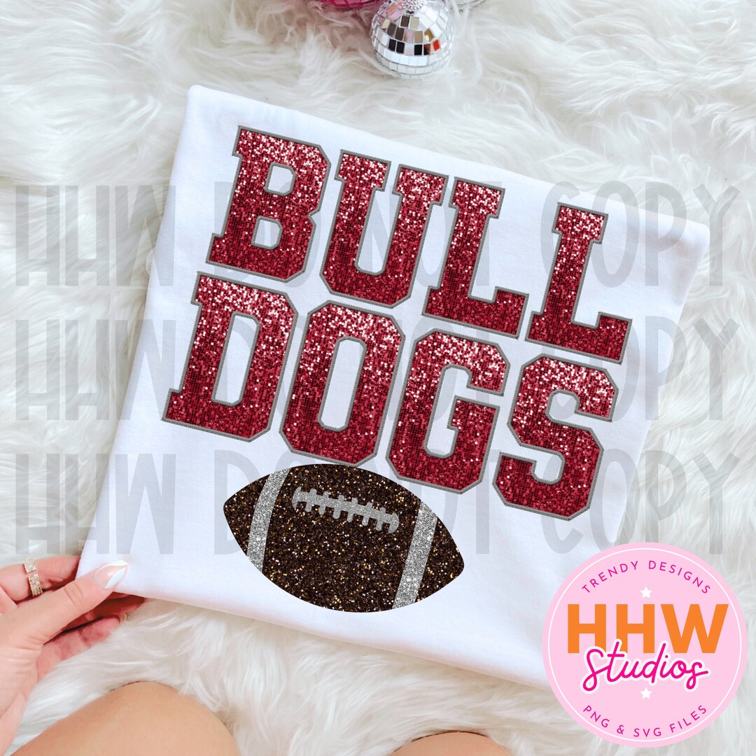 Bulldogs Faux Sequin Faux Embroidered Mascot, Bulldogs Faux Sequin Mascot, High School Football ...