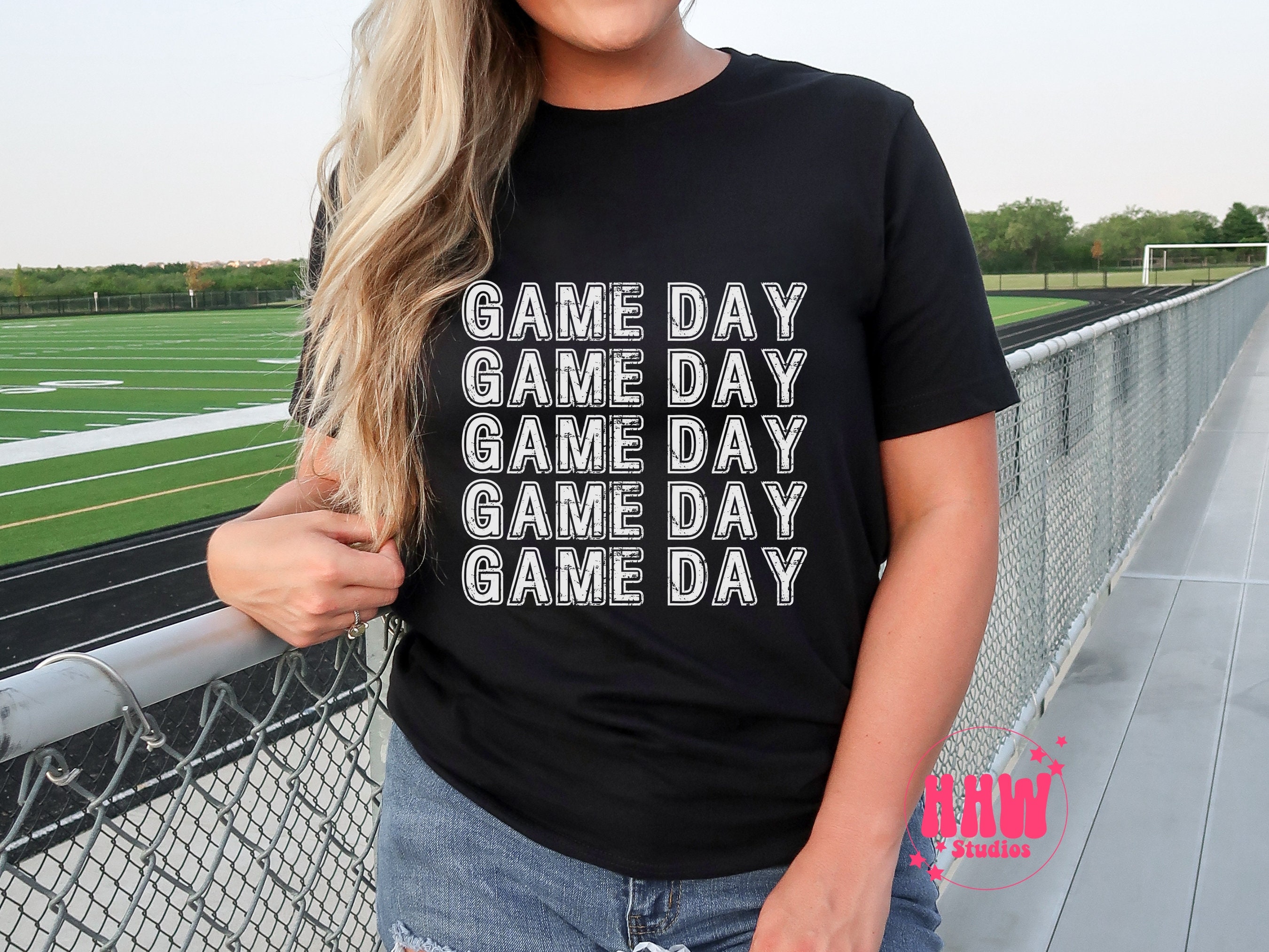 Game Day Png, Distressed Gameday Stacked PNG, Retro Font Png, Trendy ...