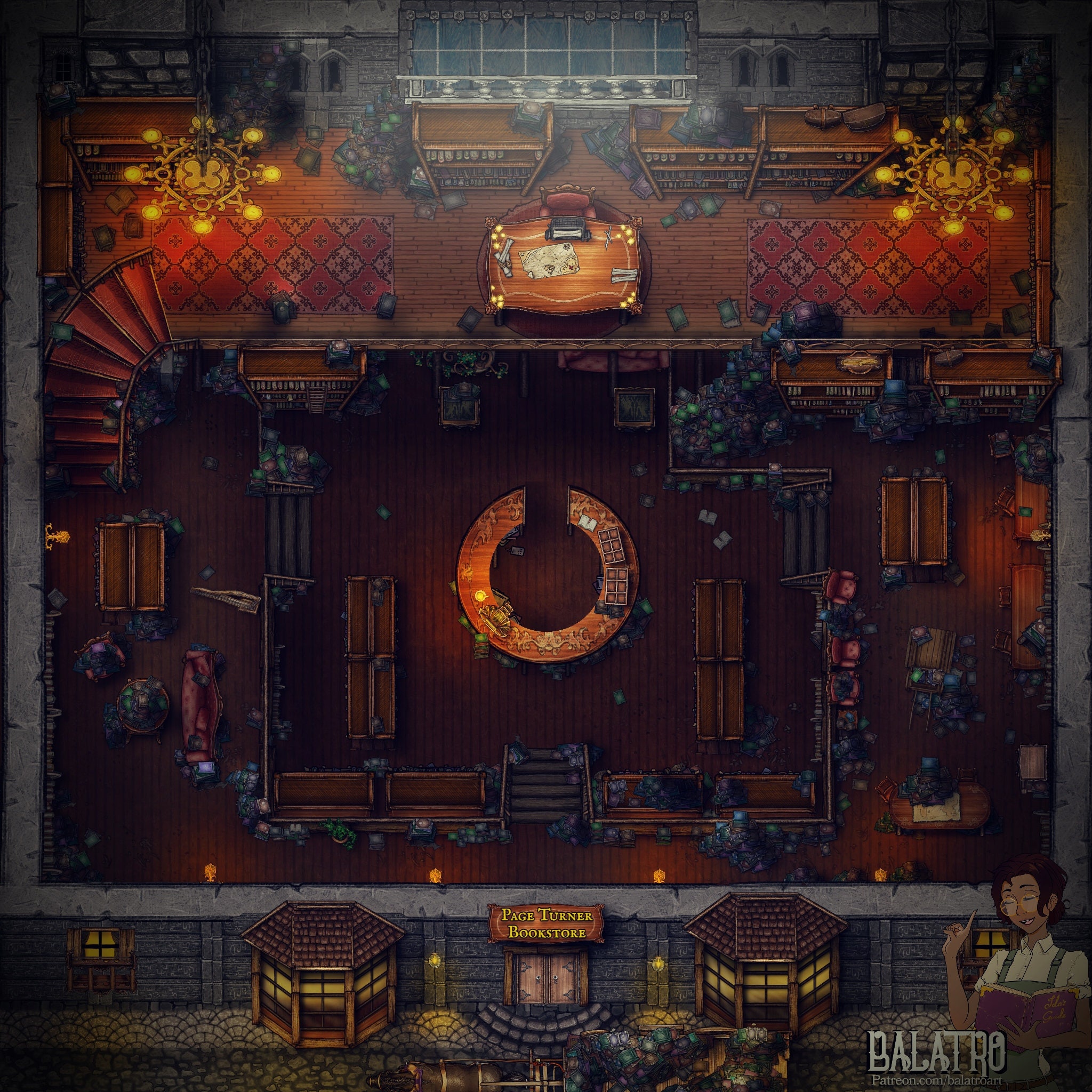 Page Turner Bookstore Phased Battle Map, Dnd Battle Map, D&D, Battlemap ...