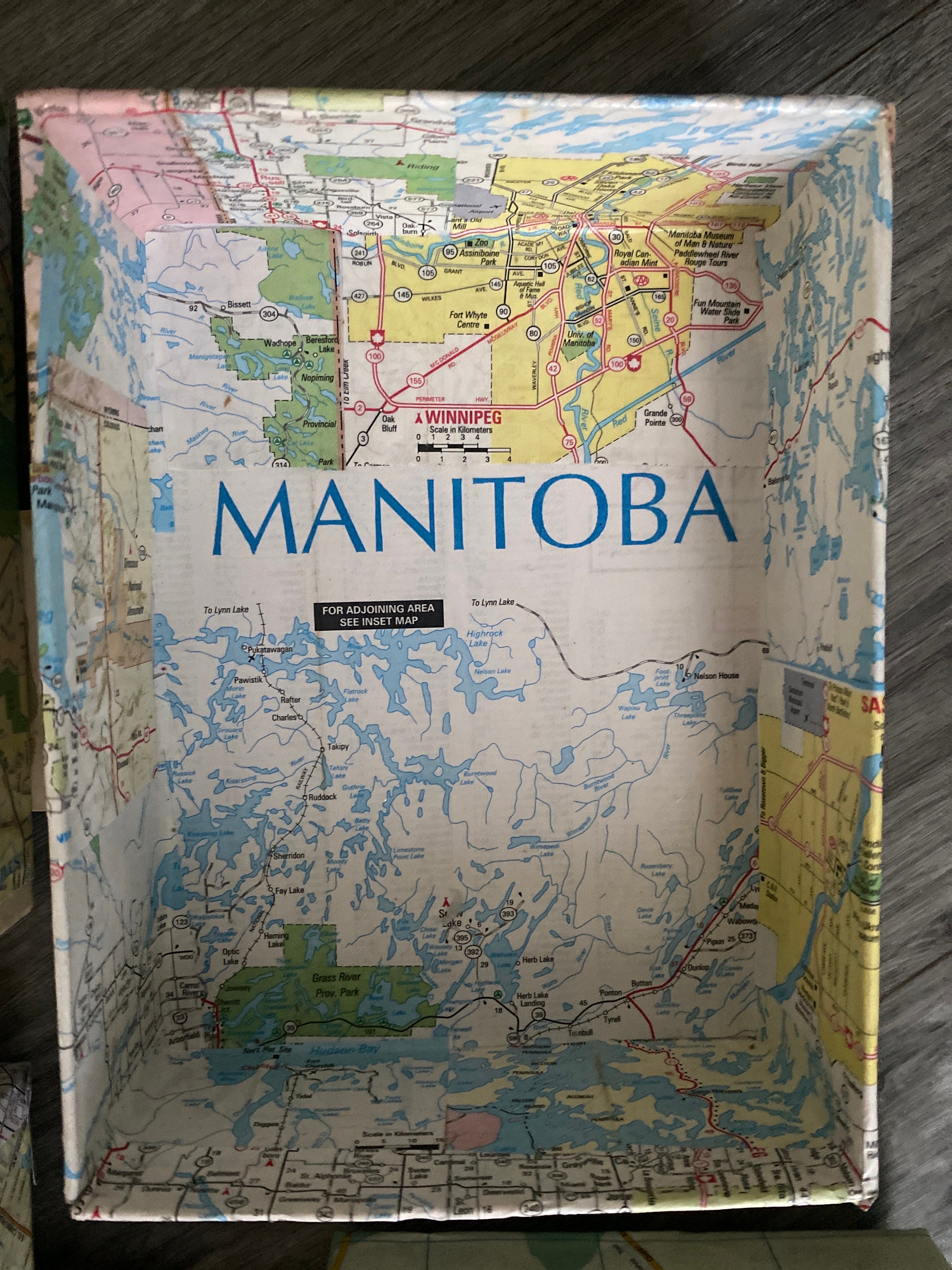 Multi-cubby Map Decoupage Wall Shelf - Etsy