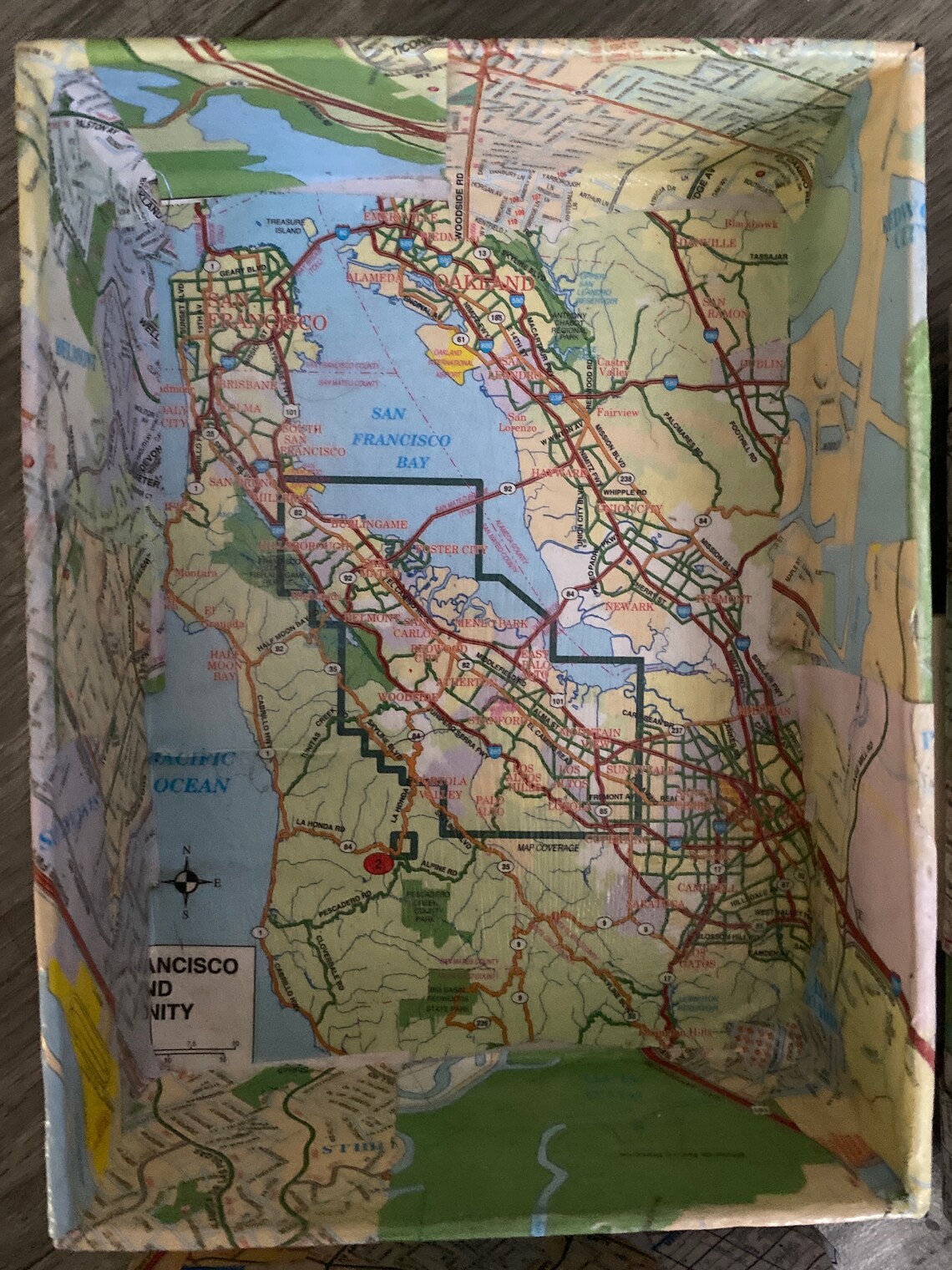 Multi-cubby Map Decoupage Wall Shelf - Etsy