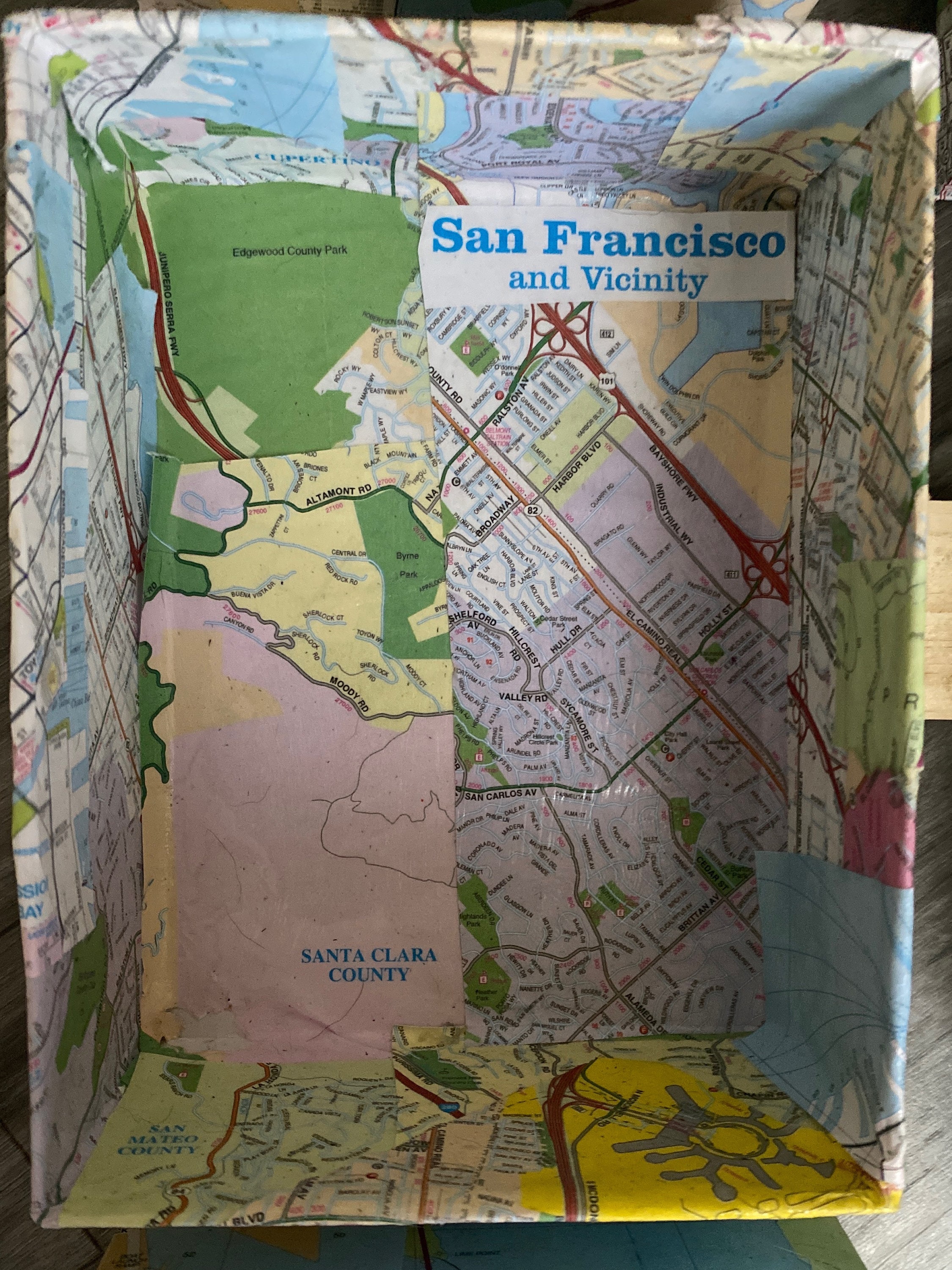 Multi-cubby Map Decoupage Wall Shelf - Etsy