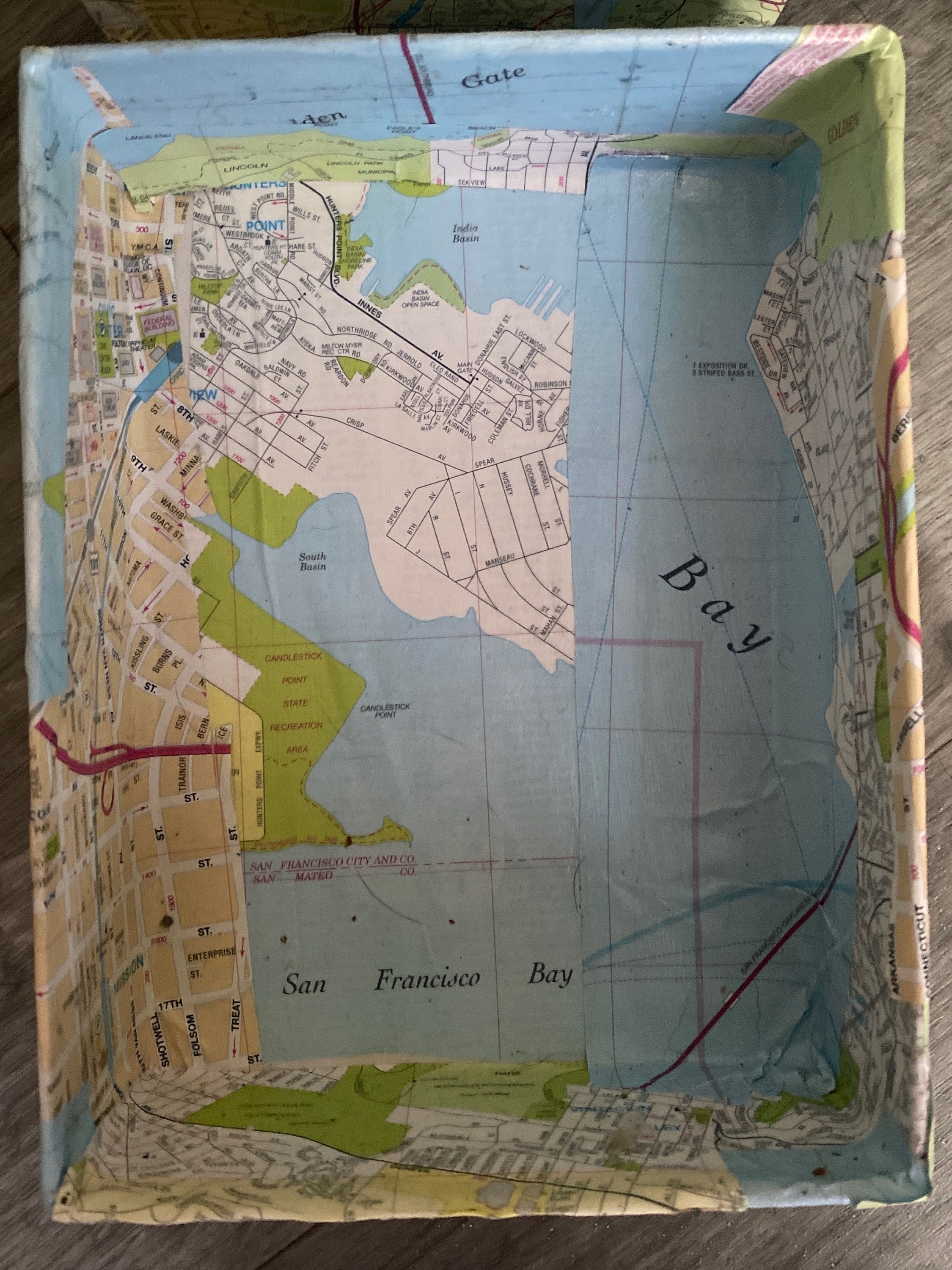 Multi-cubby Map Decoupage Wall Shelf - Etsy