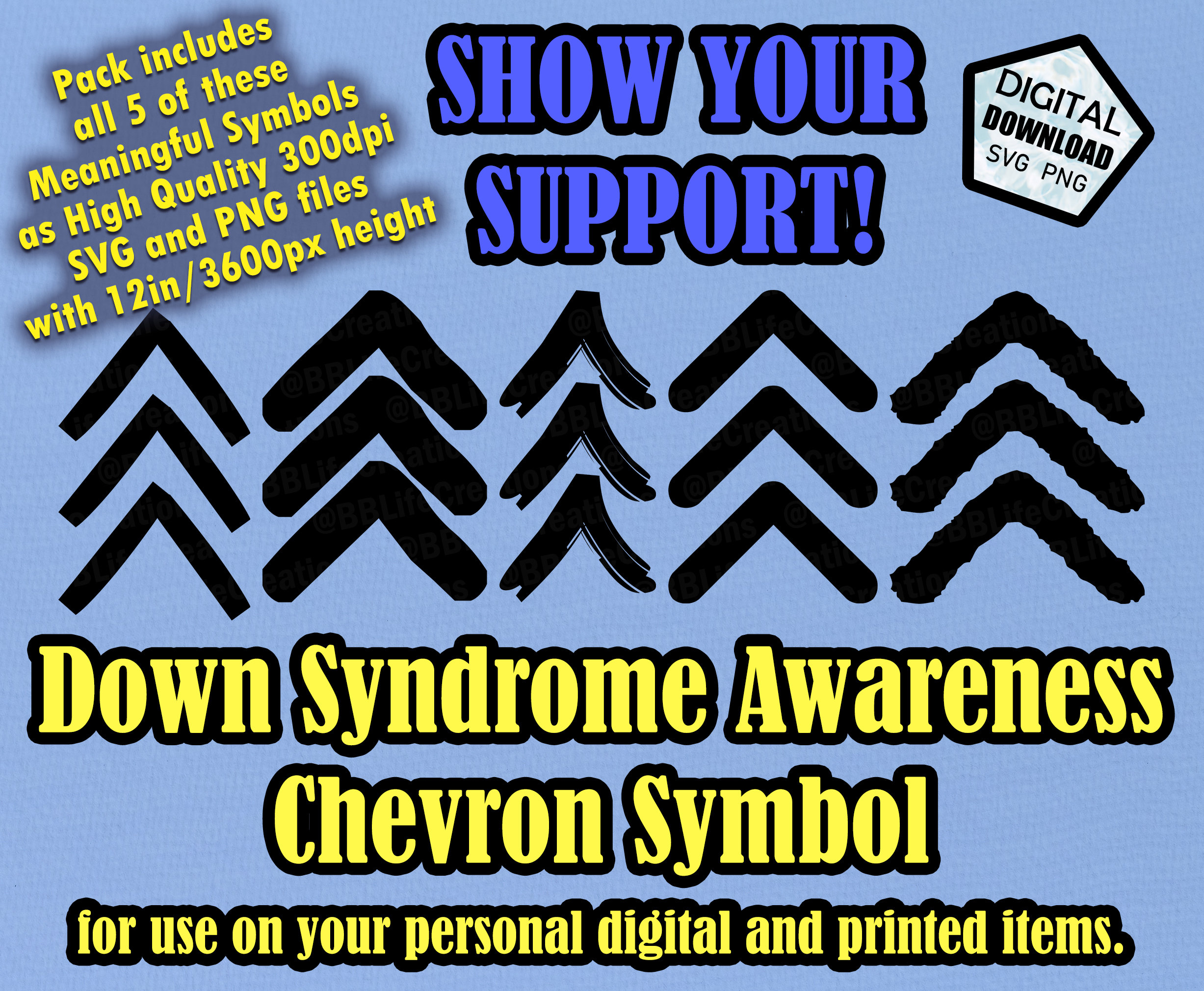 Down Syndrome Awareness / Trisomy 21 Awareness Chevron Symbol to Show ...