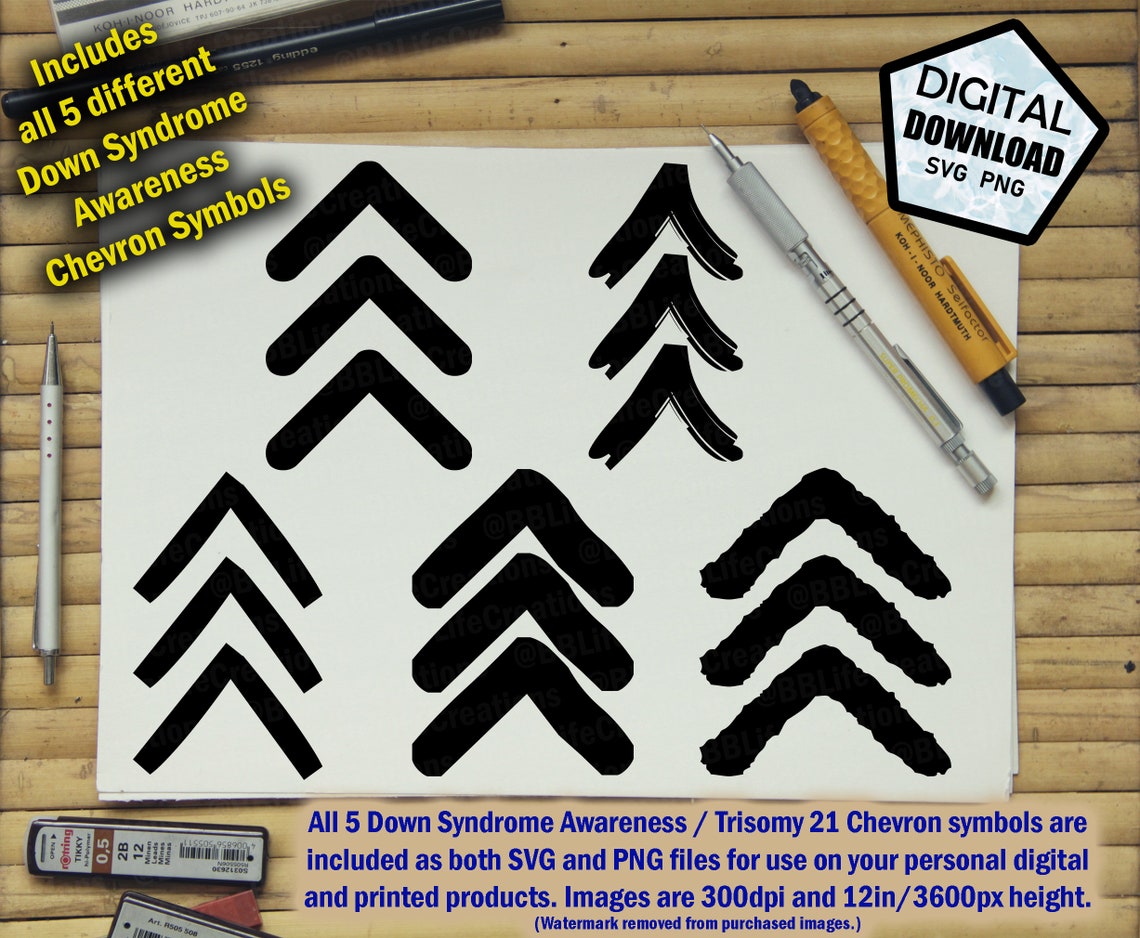 Down Syndrome Awareness / Trisomy 21 Awareness Chevron Symbol to Show ...