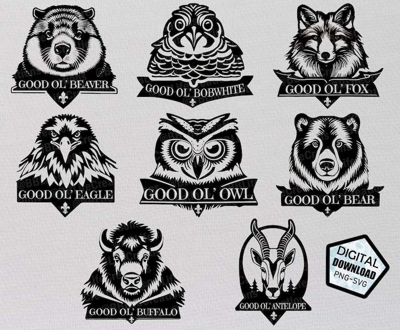 Good Ol' Critter 8-pack PNG/SVG Digital Download - Set of Beaver ...