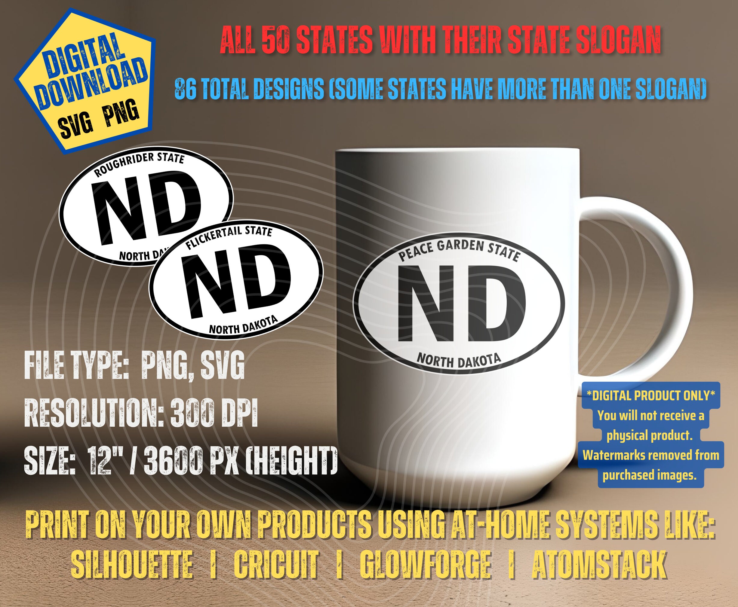 50 States Oval Travel Sticker Collection PNG/SVG Digital Download 86 ...