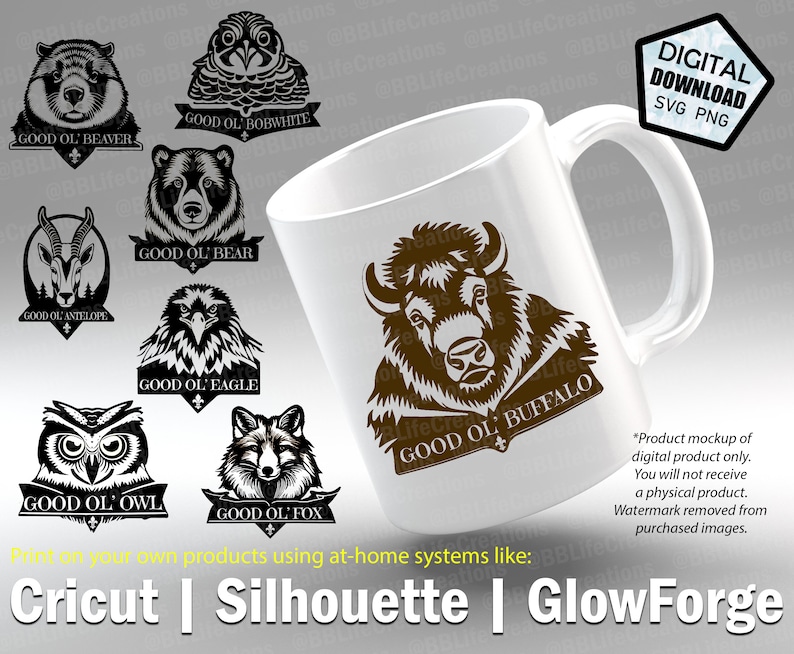 Good Ol' Critter 8-pack PNG/SVG Digital Download - Set of Beaver ...