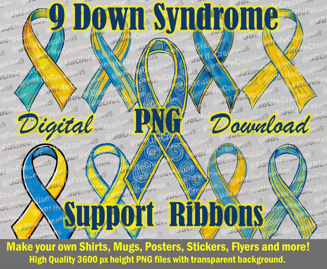 Down Syndrome Awareness & Trisomy 21 Disability Support Ribbon Digital ...