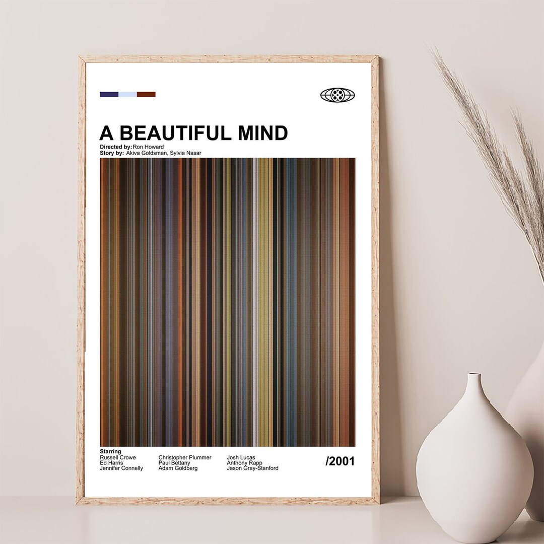 A Beautiful Mind Poster Barcode Movie Art Vintage Vertical - Etsy